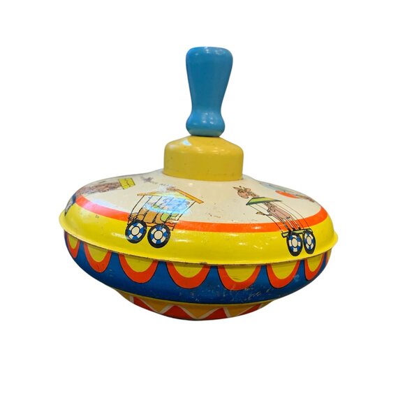 Toys | Vintage Ohio Art Metal Spinner Top Circus Train Tin Toy 34 ...